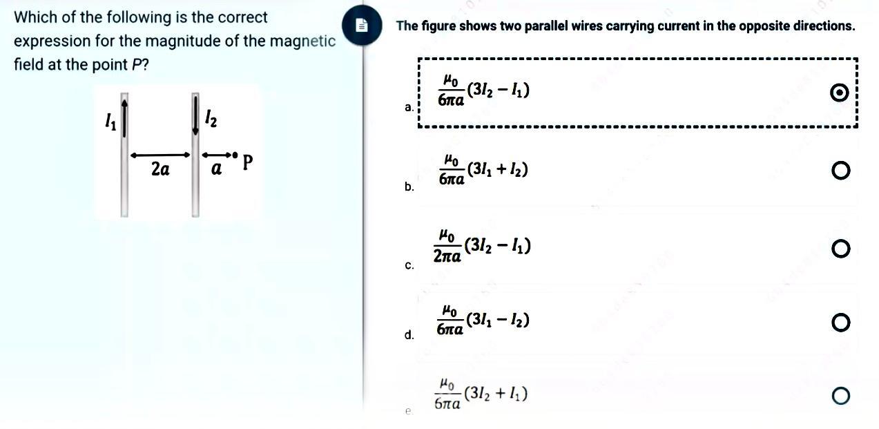 Solved The figure shows two parallel wires carrying current | Chegg.com