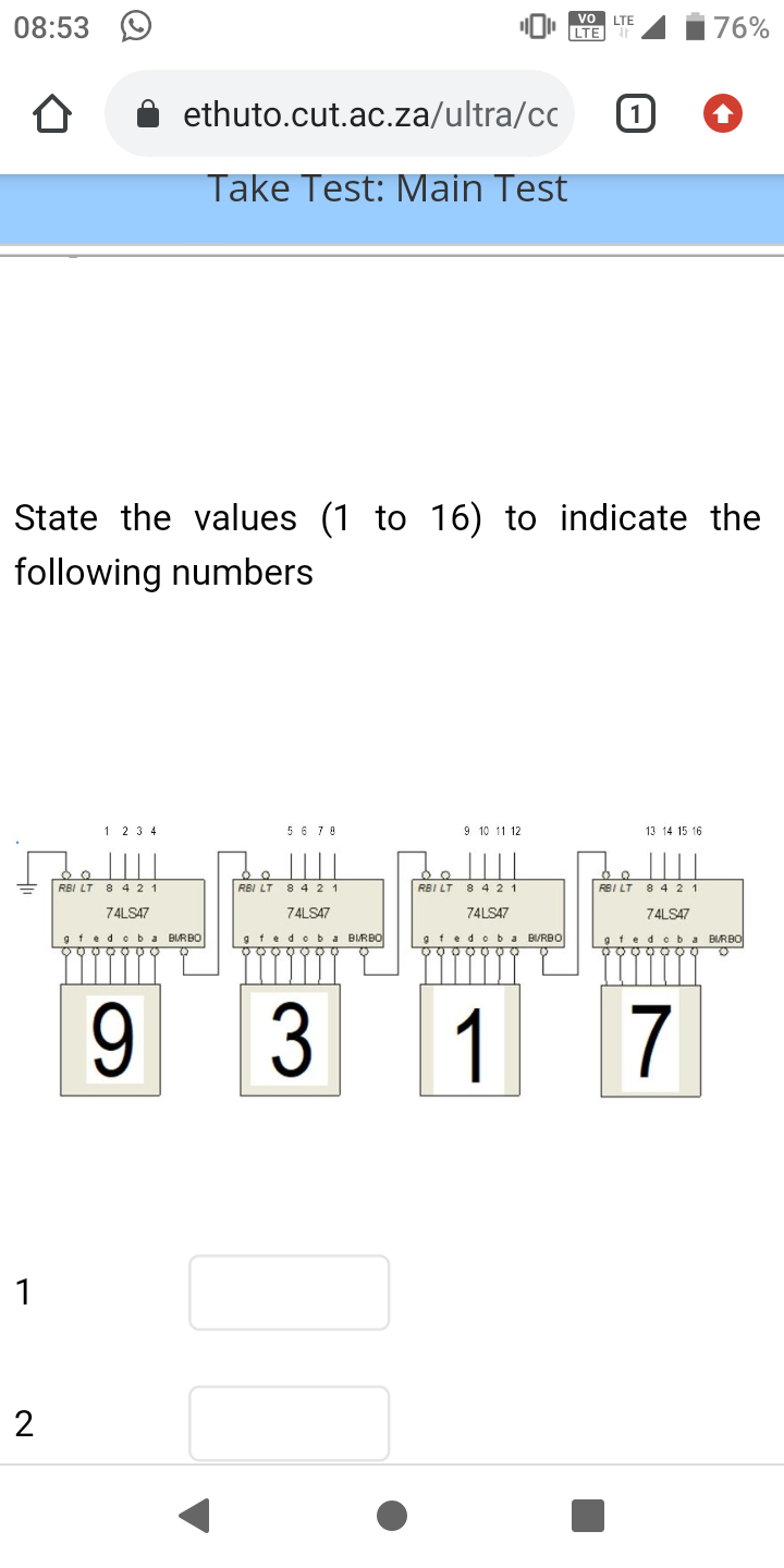 Solved 08:53 © VO LTE LTE 76% ethuto.cut.ac.za/ultra/cc 1 | Chegg.com