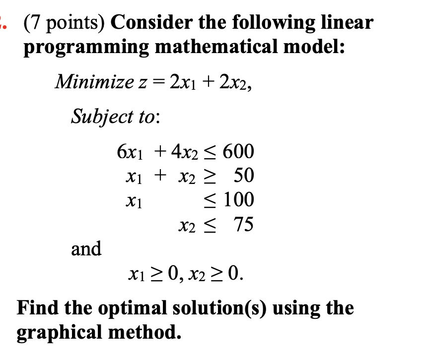 Solved 7 Points Consider The Following Linear