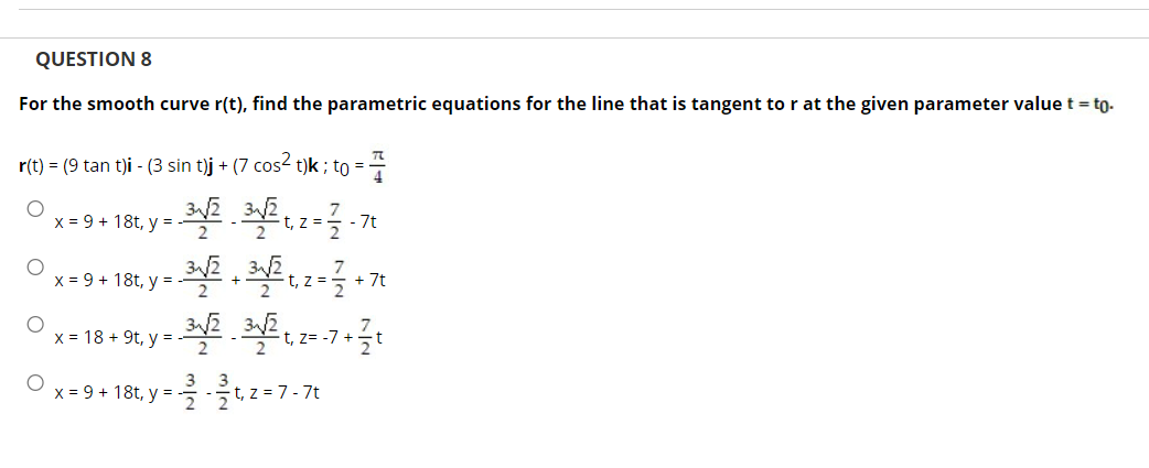 Solved For the smooth curve r(t), find the parametric | Chegg.com