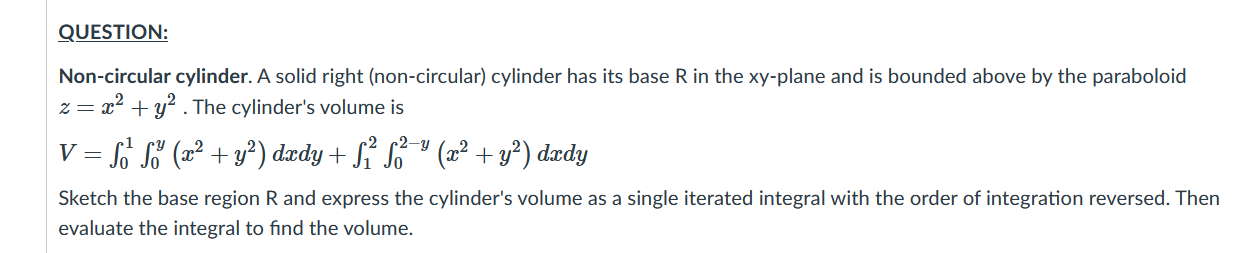 Solved QUESTION: Non-circular cylinder. A solid right | Chegg.com