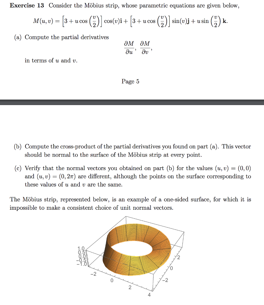 Solved Exercise 13 Consider the Möbius strip, whose | Chegg.com