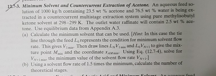 3. Minimum Solvent and Countercurrent Extraction of | Chegg.com