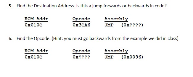 Solved Find the Destination Address. Is this a jump forwards | Chegg.com