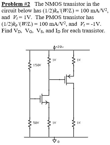 Solved Problem #2 The NMOS transistor in the circuit below | Chegg.com