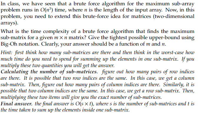 Solved In class, we have seen that a brute force algorithm | Chegg.com