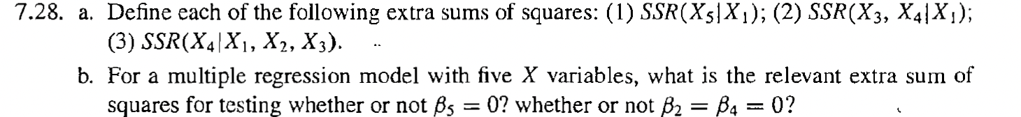 7.28. a. Define each of the following extra sums of | Chegg.com
