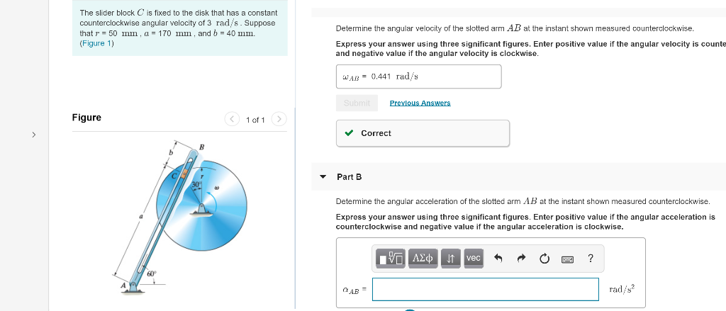 Solved The slider block C is fixed to the disk that has a | Chegg.com