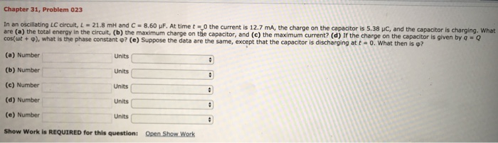 Solved Chapter 31, Problem 023 In an oscillating LC circuit, | Chegg.com