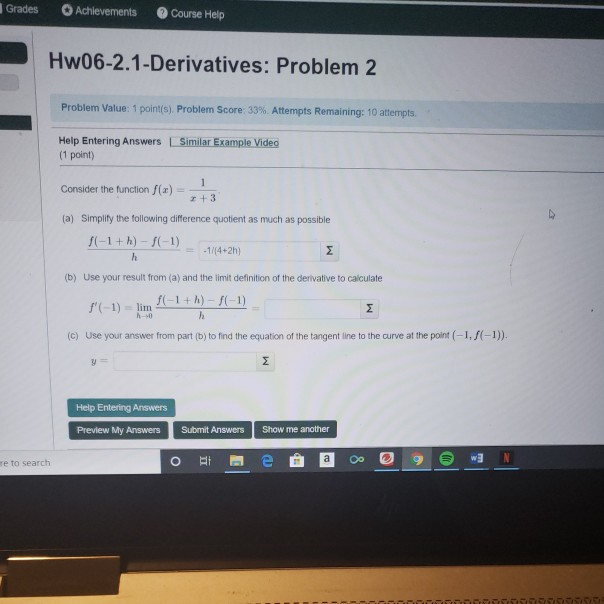Solved Grades Achievements Course Help Hw06-2.1-Derivatives: | Chegg.com