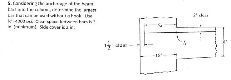 Solved 5. Considering the anchorage of the beam bars into | Chegg.com