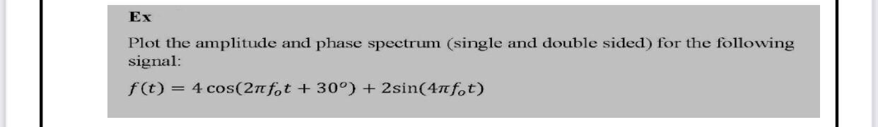 Solved Ex Plot the amplitude and phase spectrum (single and | Chegg.com