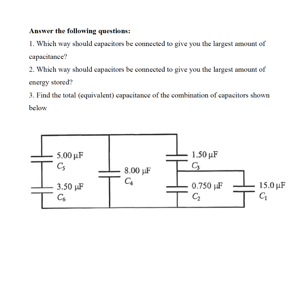 Solved Experiment 3: Capacitors in Series and Parallel | Chegg.com