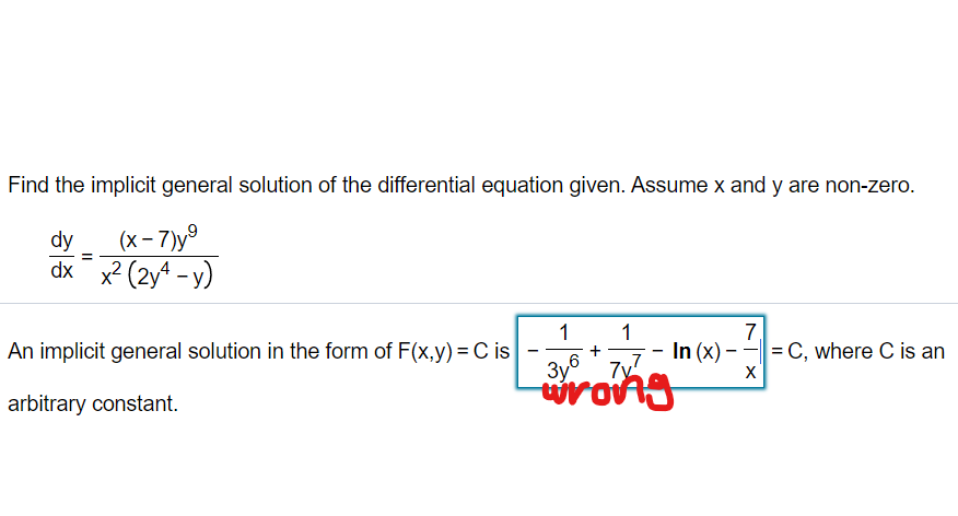 Solved Find the implicit general solution of the | Chegg.com