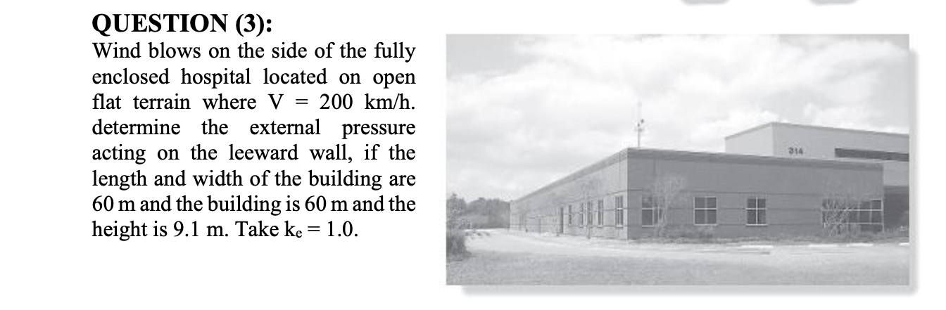 Solved QUESTION (3): Wind blows on the side of the fully | Chegg.com