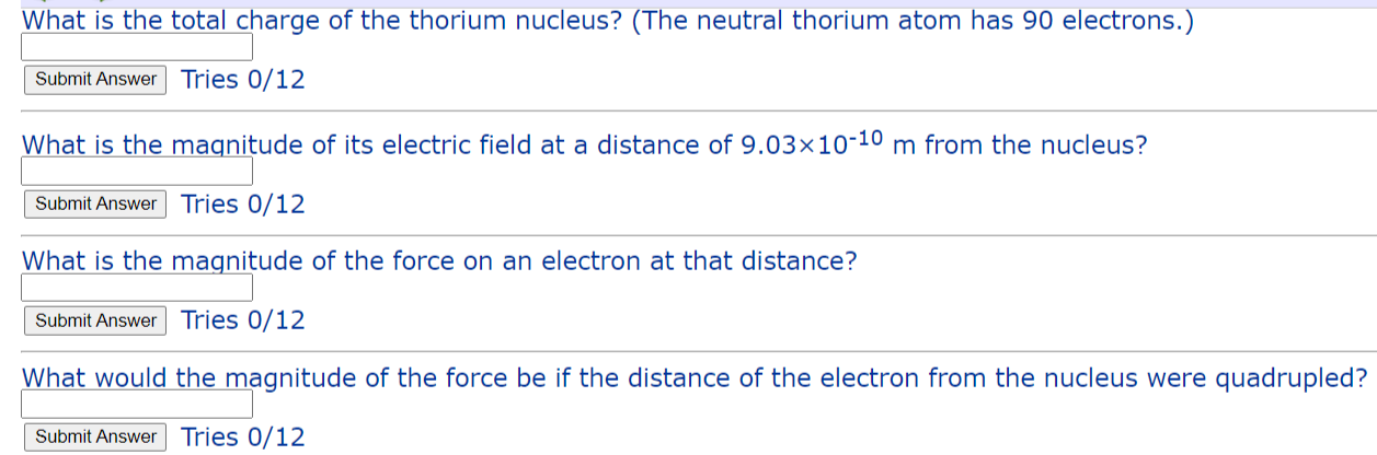 Solved What is the total charge of the thorium nucleus? (The | Chegg.com