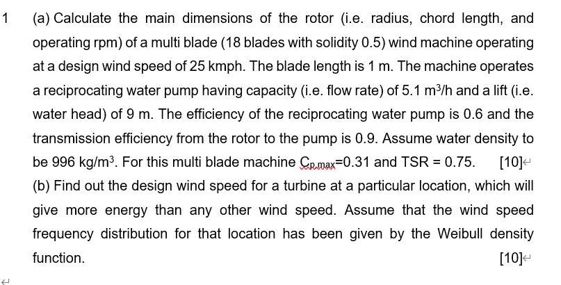 Solved 1 (a) Calculate the main dimensions of the rotor | Chegg.com