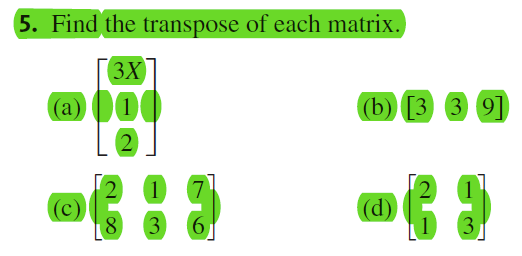 Solved Find the transpose of each | Chegg.com