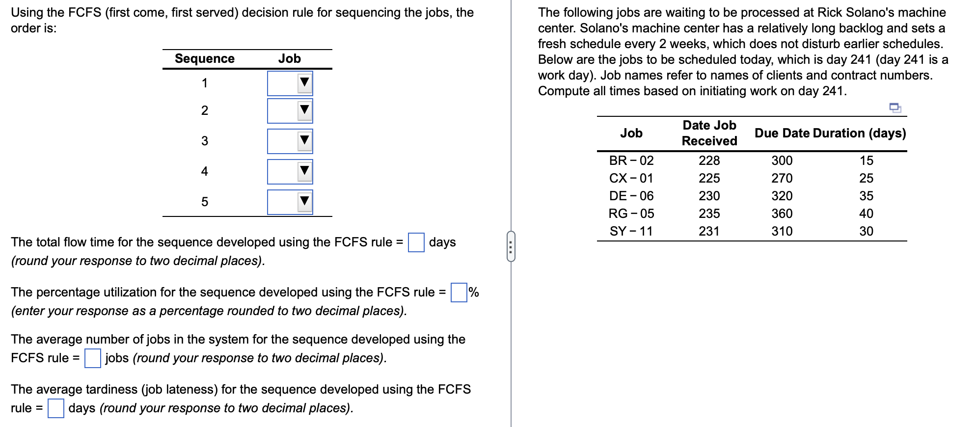 Solved Using the FCFS (first come, first served) decision | Chegg.com