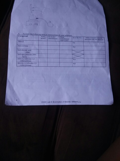 Solved CH341 Lab 8: Bromination of Stilhene: PreLab | Chegg.com