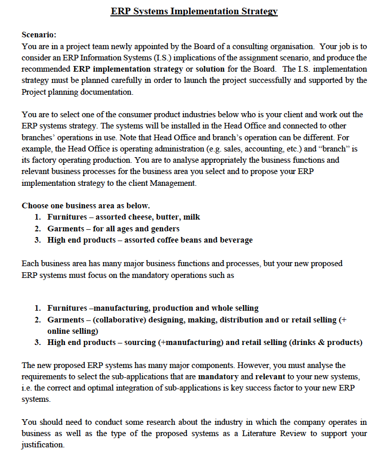 Solved ERP Systems Implementation Strategy Scenario: You are | Chegg.com