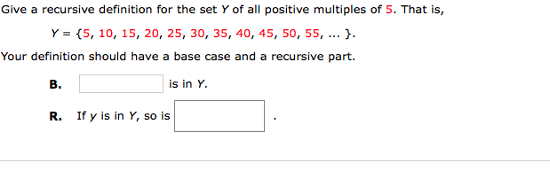 Solved Give a recursive definition for the set Y of all | Chegg.com