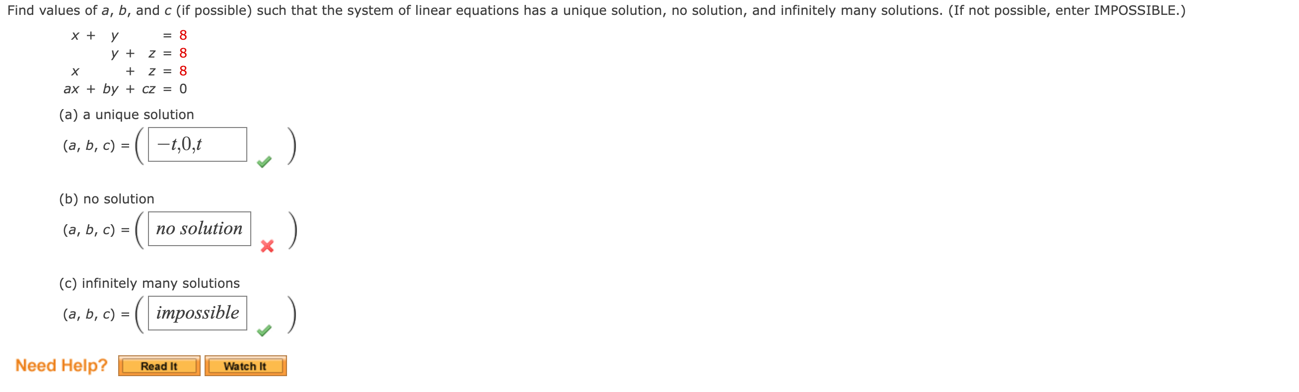 Solved Find Values Of A B And C If Possible Such That
