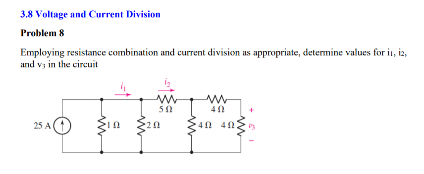 Solved 3.8 Voltage and Current Division Problem 8 Employing | Chegg.com
