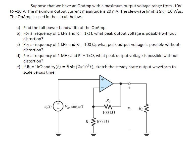 Solved Suppose that we have an OpAmp with a maximum output | Chegg.com