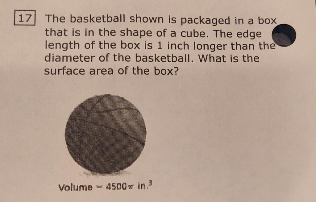 Solved The basketball shown is packaged in a box that is in | Chegg.com