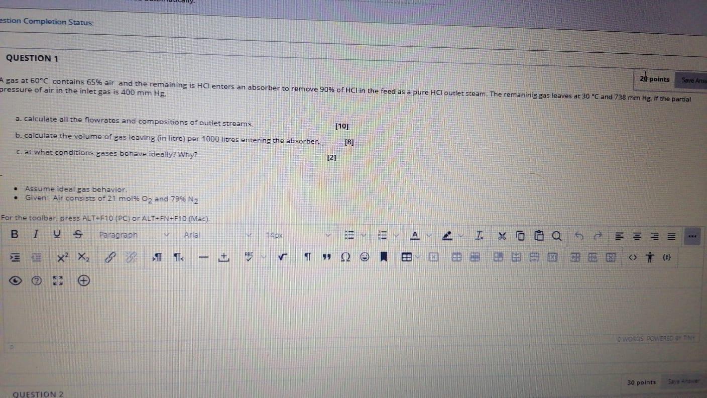 Solved estion Completion Status: QUESTION 1 20 points Save | Chegg.com