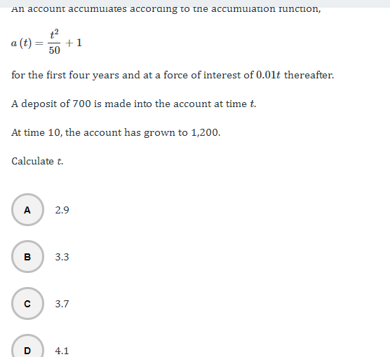 Solved An account accumulates accoraing to the accumulation | Chegg.com