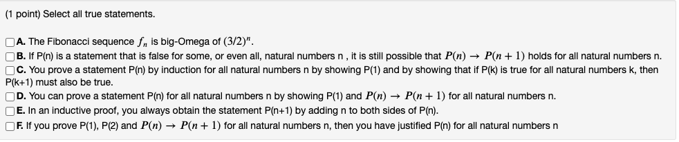 Solved (1 point) Select all true statements. A. The | Chegg.com