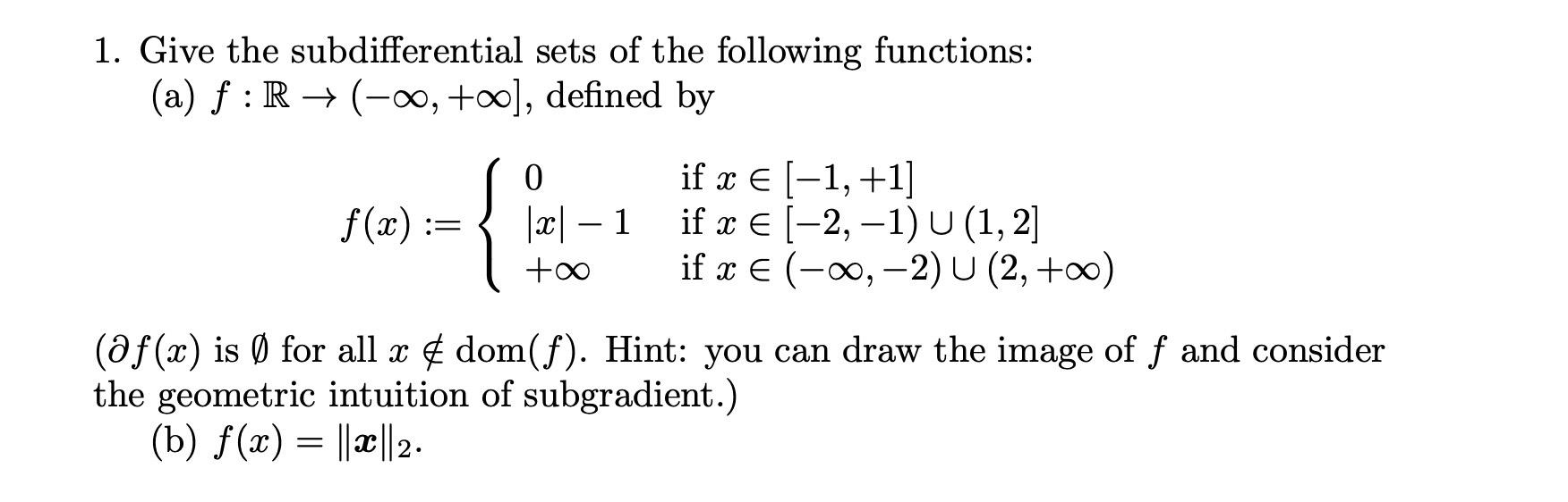 Solved 1. Give the subdifferential sets of the following | Chegg.com