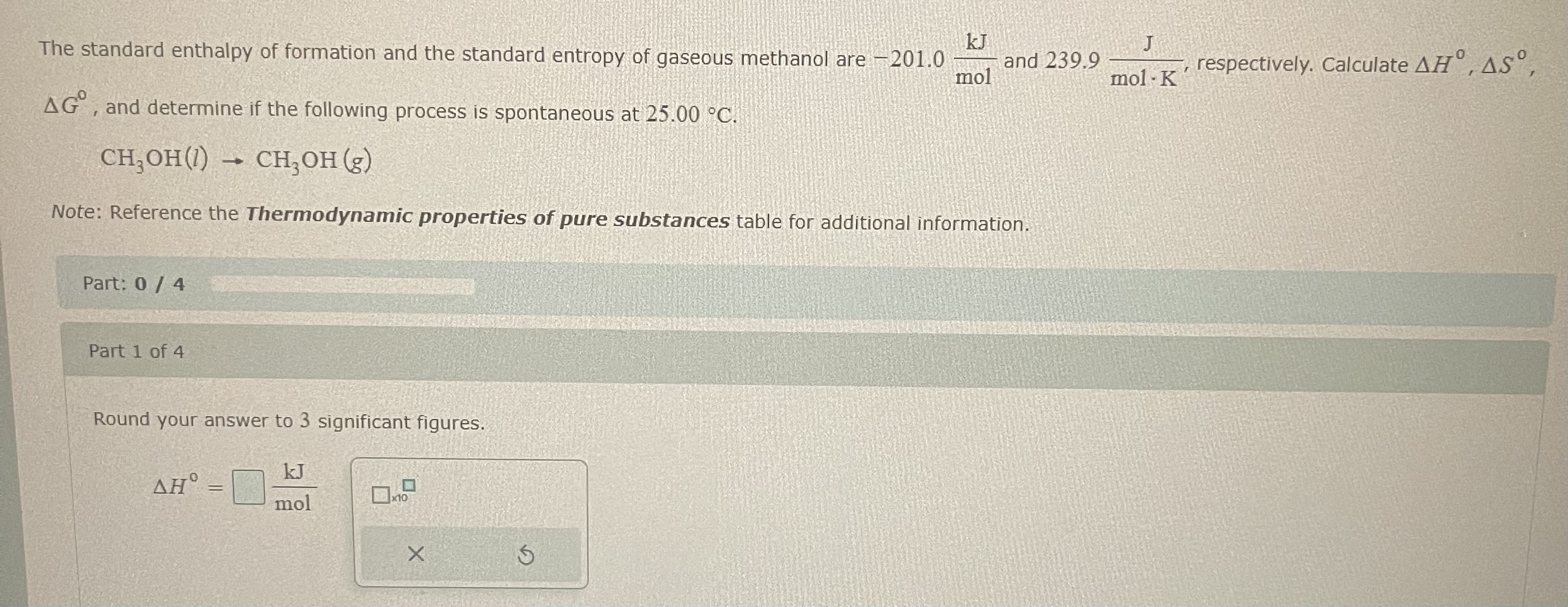 Solved The standard enthalpy of formation and the standard | Chegg.com