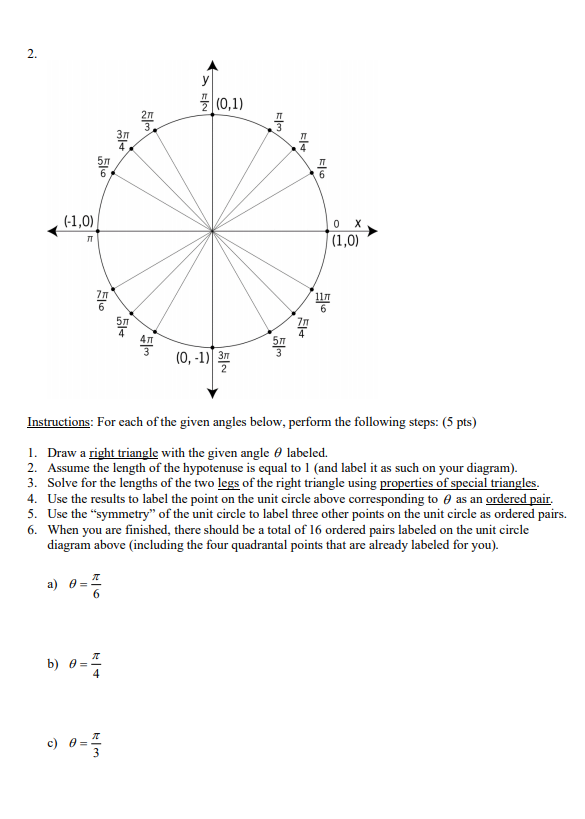 Solved Reference Angles and the Unit Circle will give point | Chegg.com