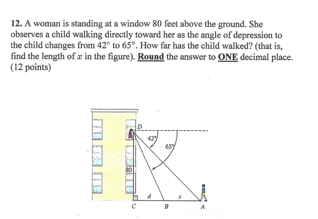 Solved 12. A woman is standing at a window 80 feet above the | Chegg.com