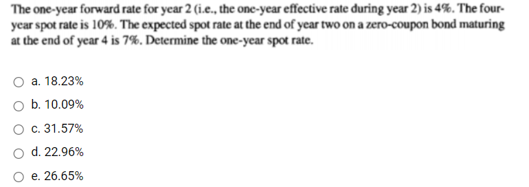 Solved The one-year forward rate for year 2 (i.e., the | Chegg.com
