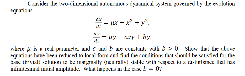 Consider the two-dimensional autonomous dynamical | Chegg.com