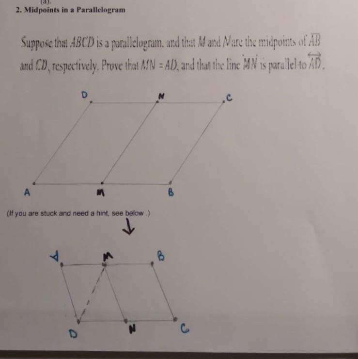 Solved 2. Midpoints in a Parallelogram Suppose that ABCD is | Chegg.com