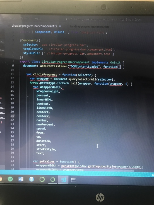 circular-progress-bar.componentts Component, onInit, | Chegg.com