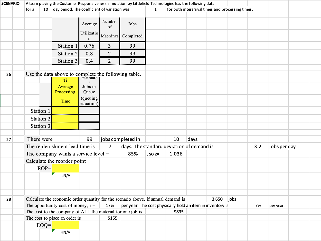 Solved please answer 26-28 in excel with steps for | Chegg.com