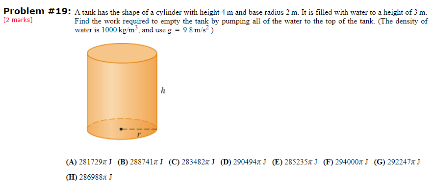 Solved Problem #19: A tank has the shape of a cylinder with | Chegg.com