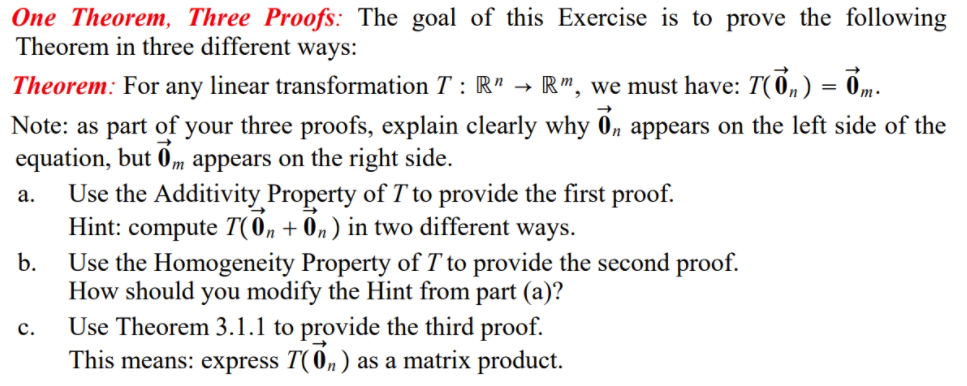 Solved One Theorem, Three Proofs: The goal of this Exercise | Chegg.com