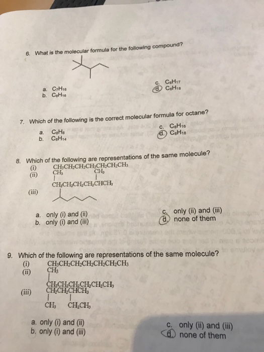 Solved 6. What is the molecular formula for the following | Chegg.com