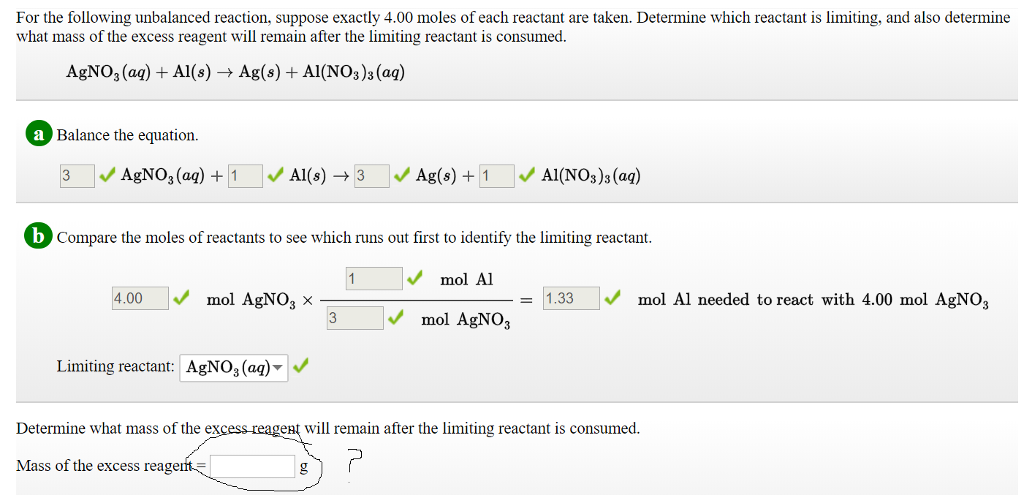 Solved For The Following Unbalanced Reaction Suppose
