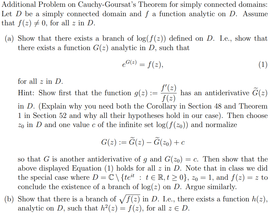 Solved Additional Problem on Cauchy-Goursat's Theorem for | Chegg.com