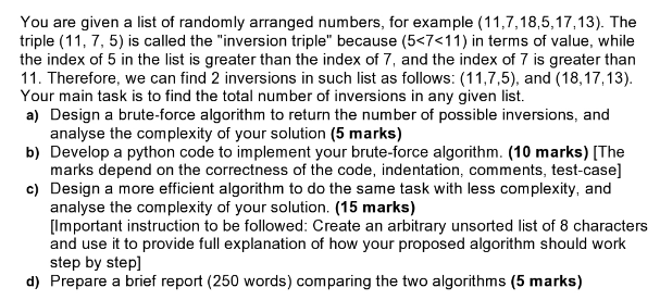 Solved You are given a list of randomly arranged numbers, | Chegg.com
