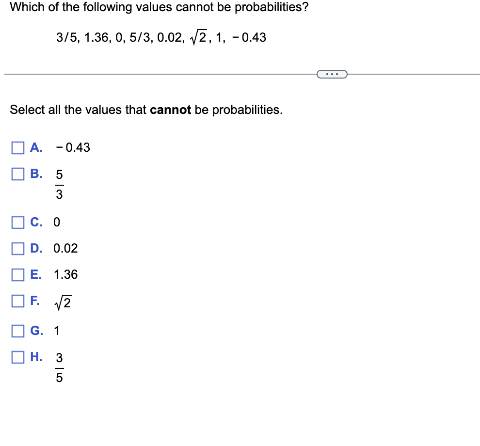 Solved Which of the following values cannot be | Chegg.com