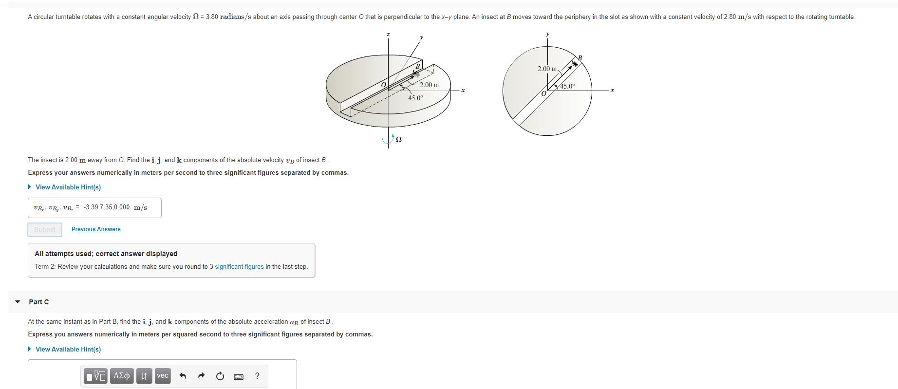 Solved A circular turntable rotates with a constant angular | Chegg.com
